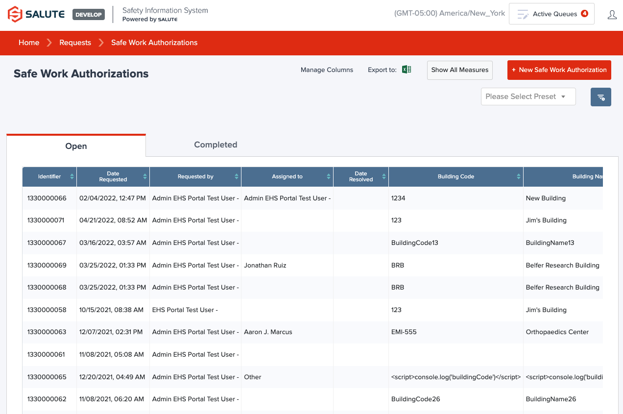 Submitting a Safe Work Authorization